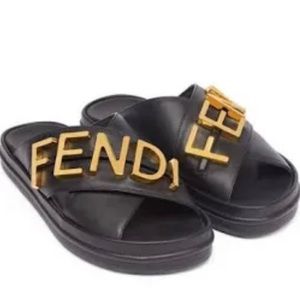 Fendi | Shoes | Fendi Logo Cross Sandals | Poshmark